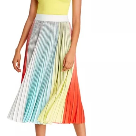 Alice + Olivia | Skirts | Alice Olivia Arden Pleated Midi Skirt Pastel ...